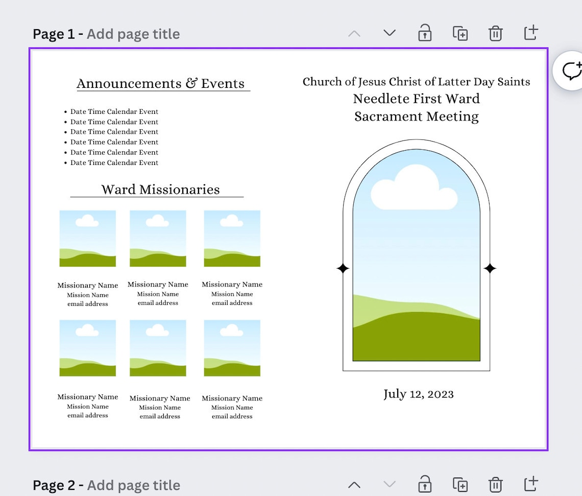 Unique Sacrament Meeting Template Customizable and Editable in Canva ...