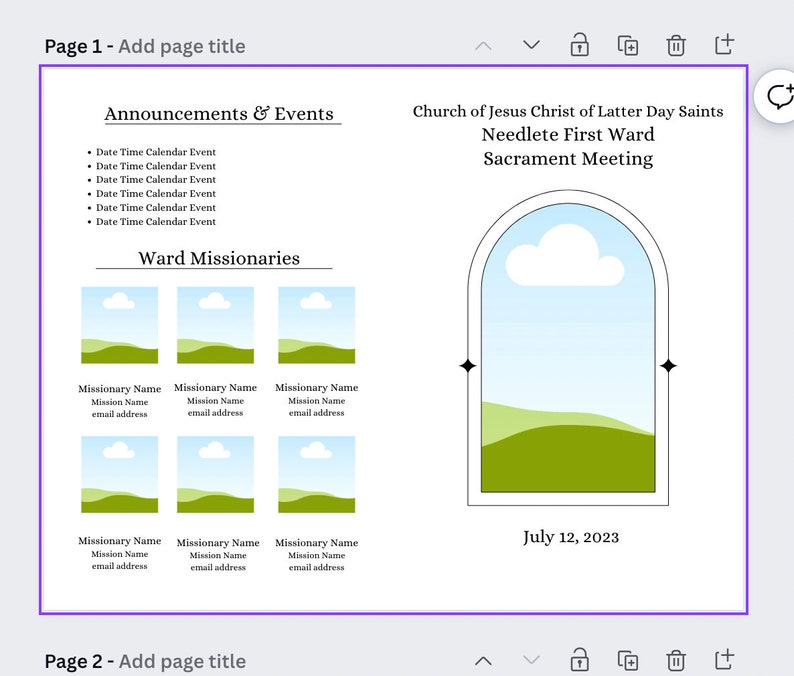 Unique Sacrament Meeting Template Customizable and Editable in Canva ...