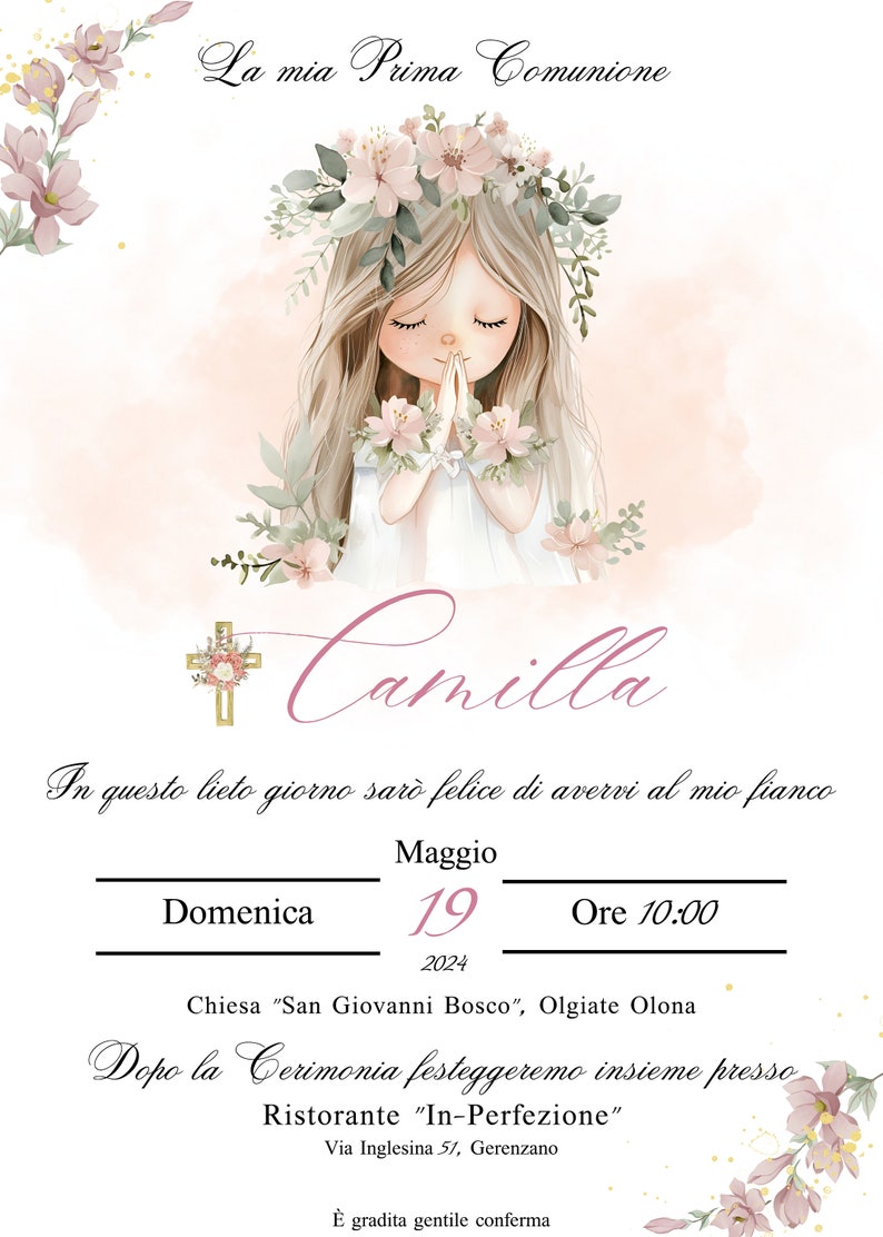 Invito Prima Comunione bambina/ Invito digitale Whatsapp /Invito ...