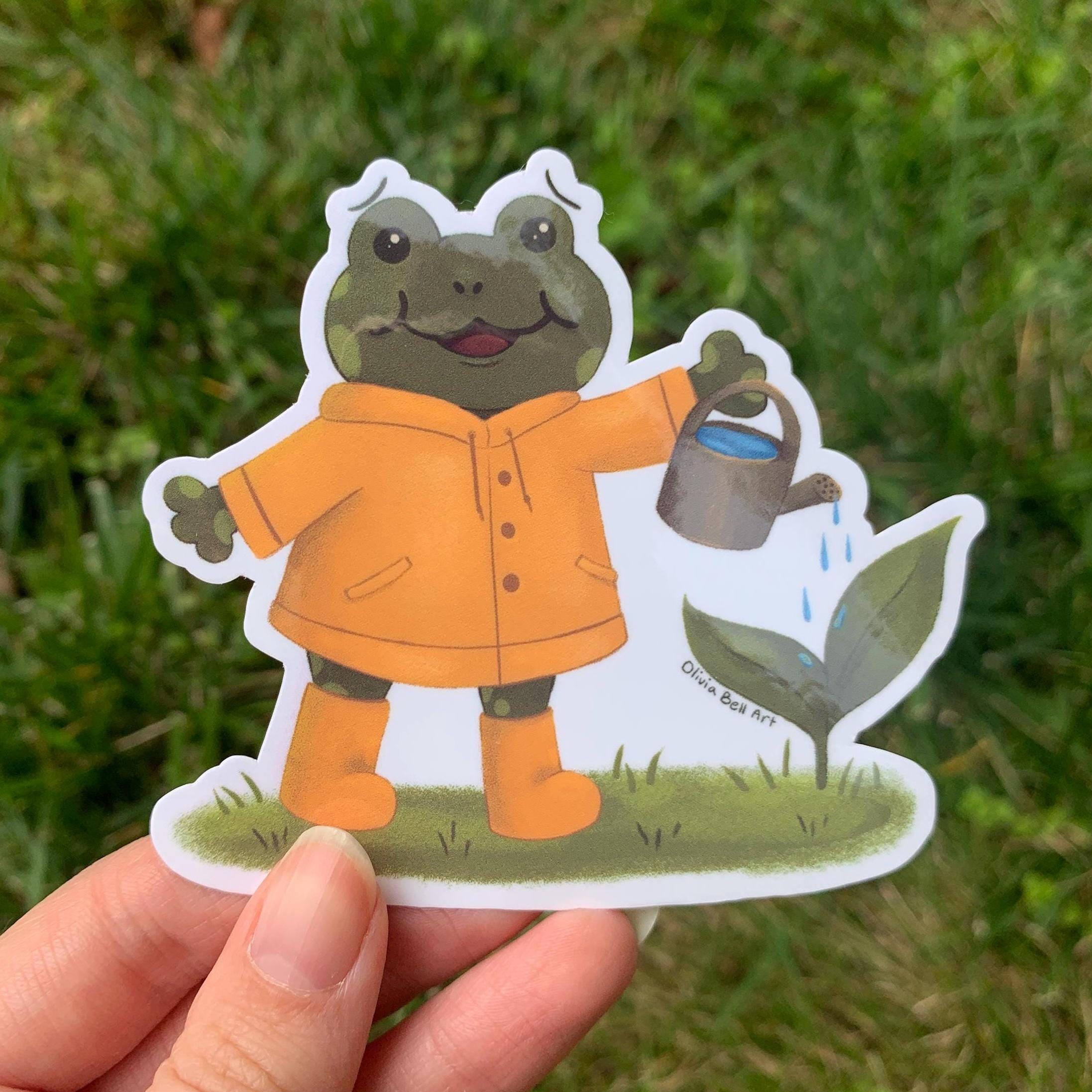 Frog Rain Jacket Vinyl Sticker | Cute Cottagecore Decal - Etsy