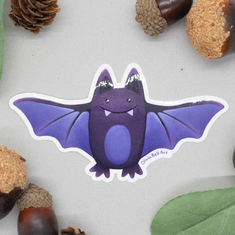 Derpy Bat Vinyl Sticker | Gift for Halloween, Sticker for Water Bottles ...