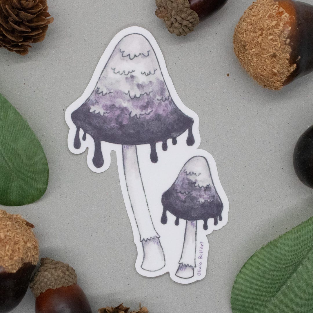 Inky Mushroom Vinyl Sticker | Gift for Halloween, Sticker for Water ...
