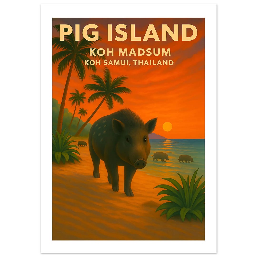 Pig Island, Koh Madsum Art Print | Thailand | Travel Print ...