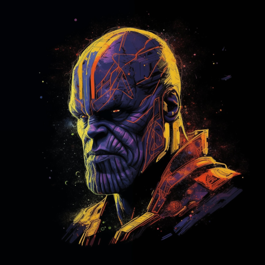 Abstract Thanos Art | Digital Download | Movie Poster | Wall Art | Neon ...