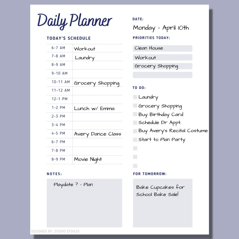 Daily Routine Planner Printable Instant Download Planner - Etsy