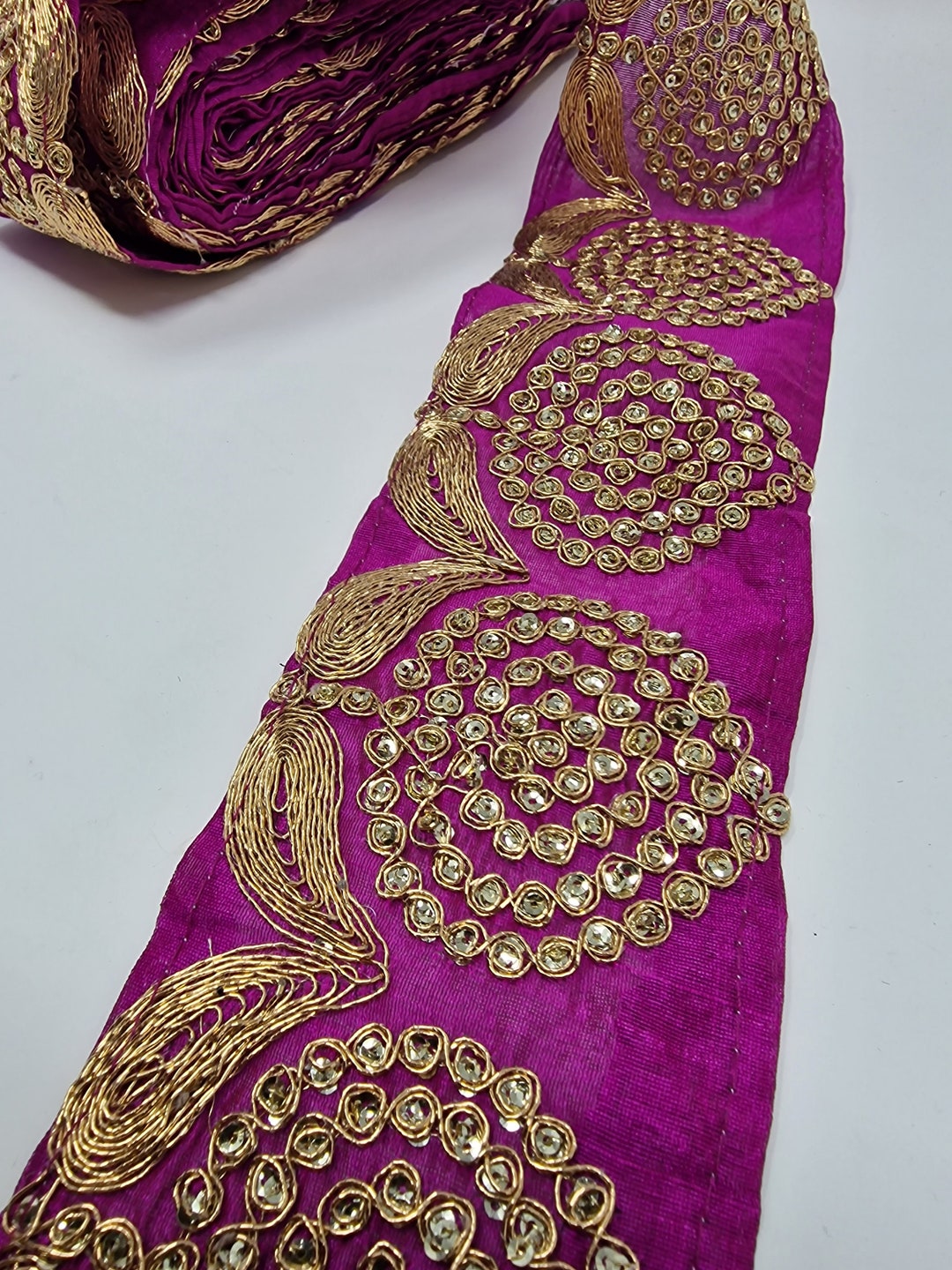 Embroidered Trim Sari Fabric Gift Wrapping Ribbon Embellishment Sewing ...