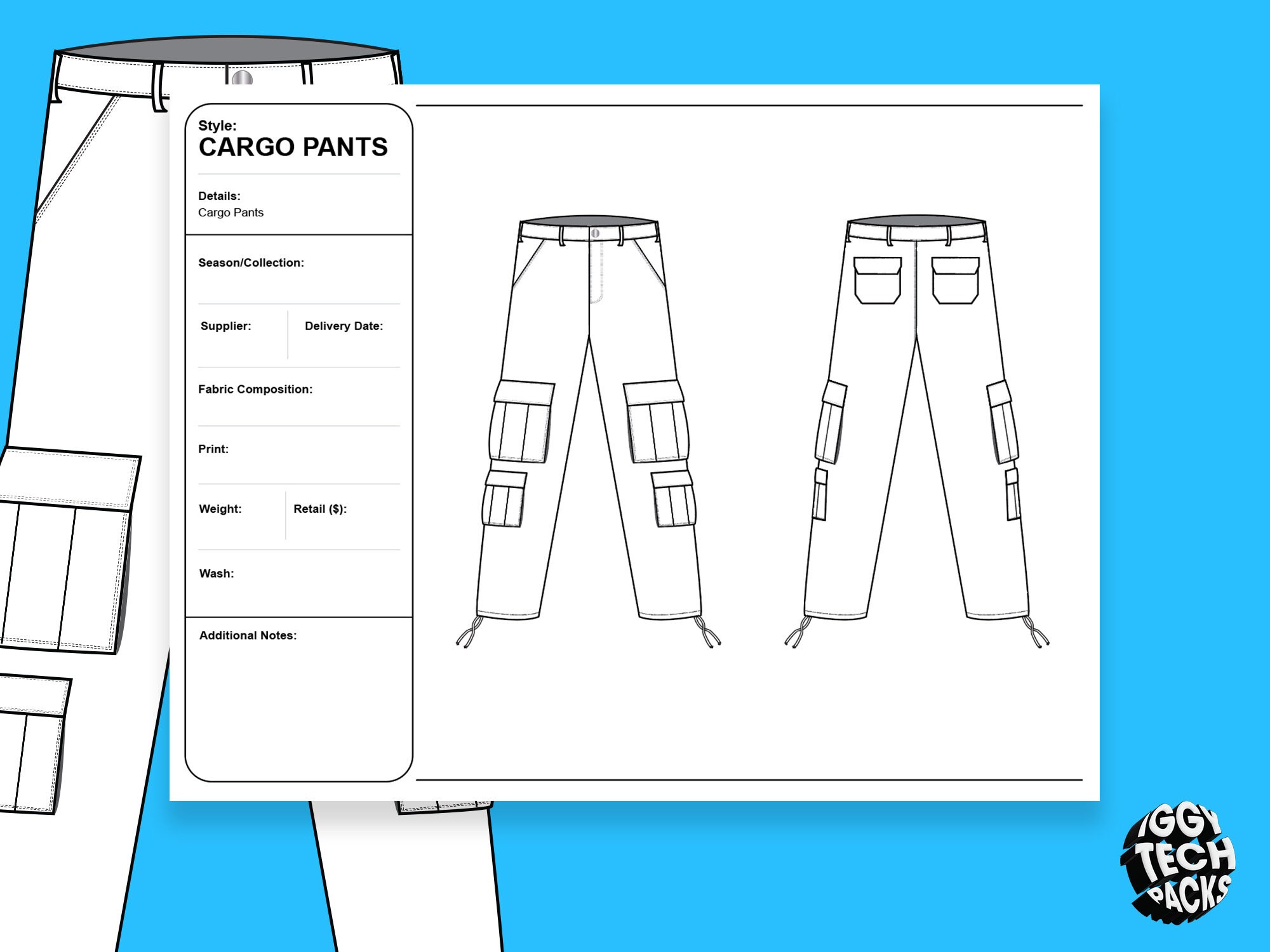Streetwear Cargo Pants Vector Downloadable File for Adobe Illustrator ...