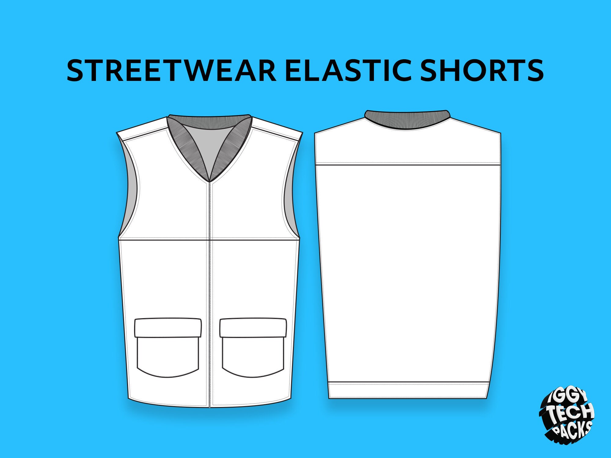 Vest Tech Pack | Utility Work Vest Template | Fashion Flat Sketch Adobe ...