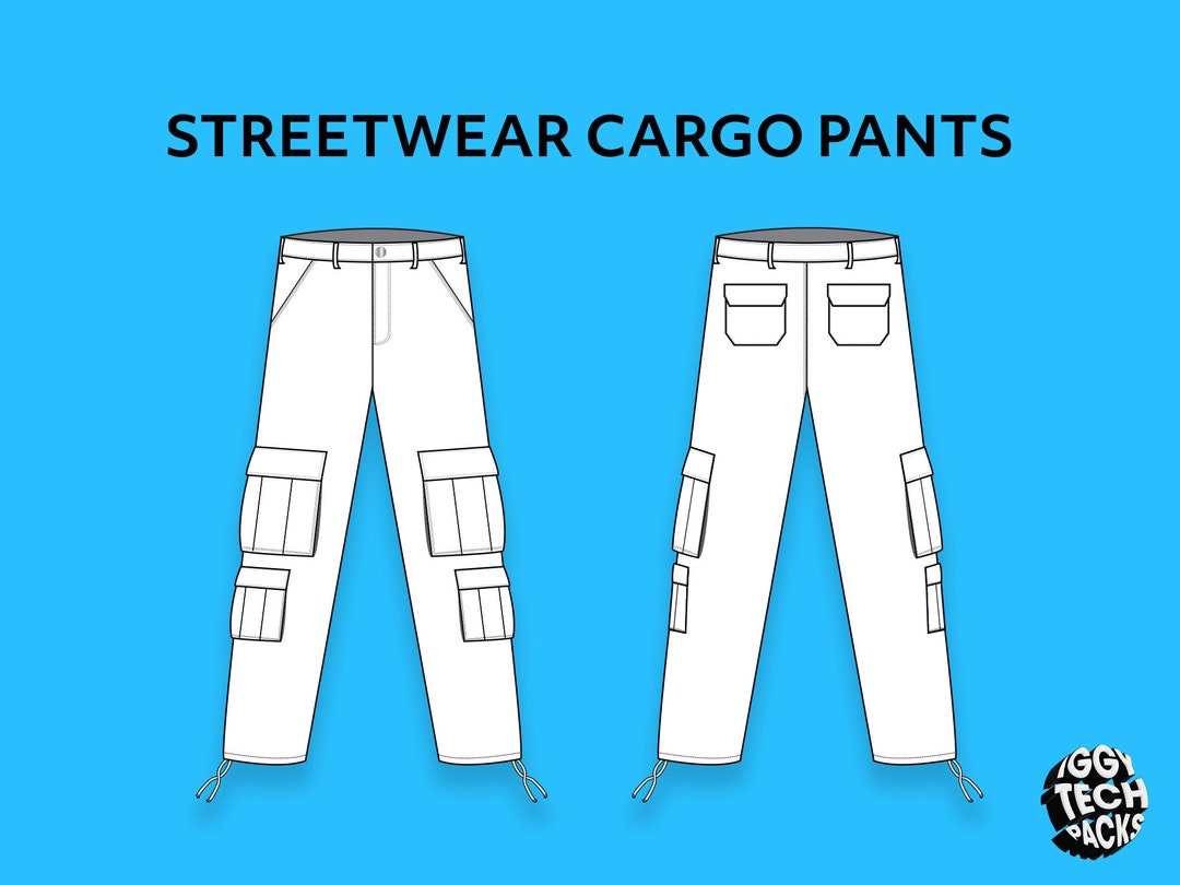 Streetwear Cargo Pants Vector Downloadable File for Adobe Illustrator ...