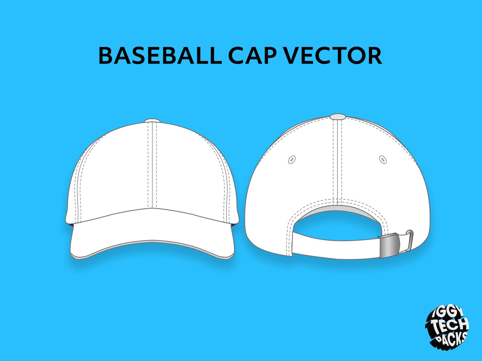 Baseball Cap Tech Pack | Hat Template Fashion Flat Sketch | Adobe ...