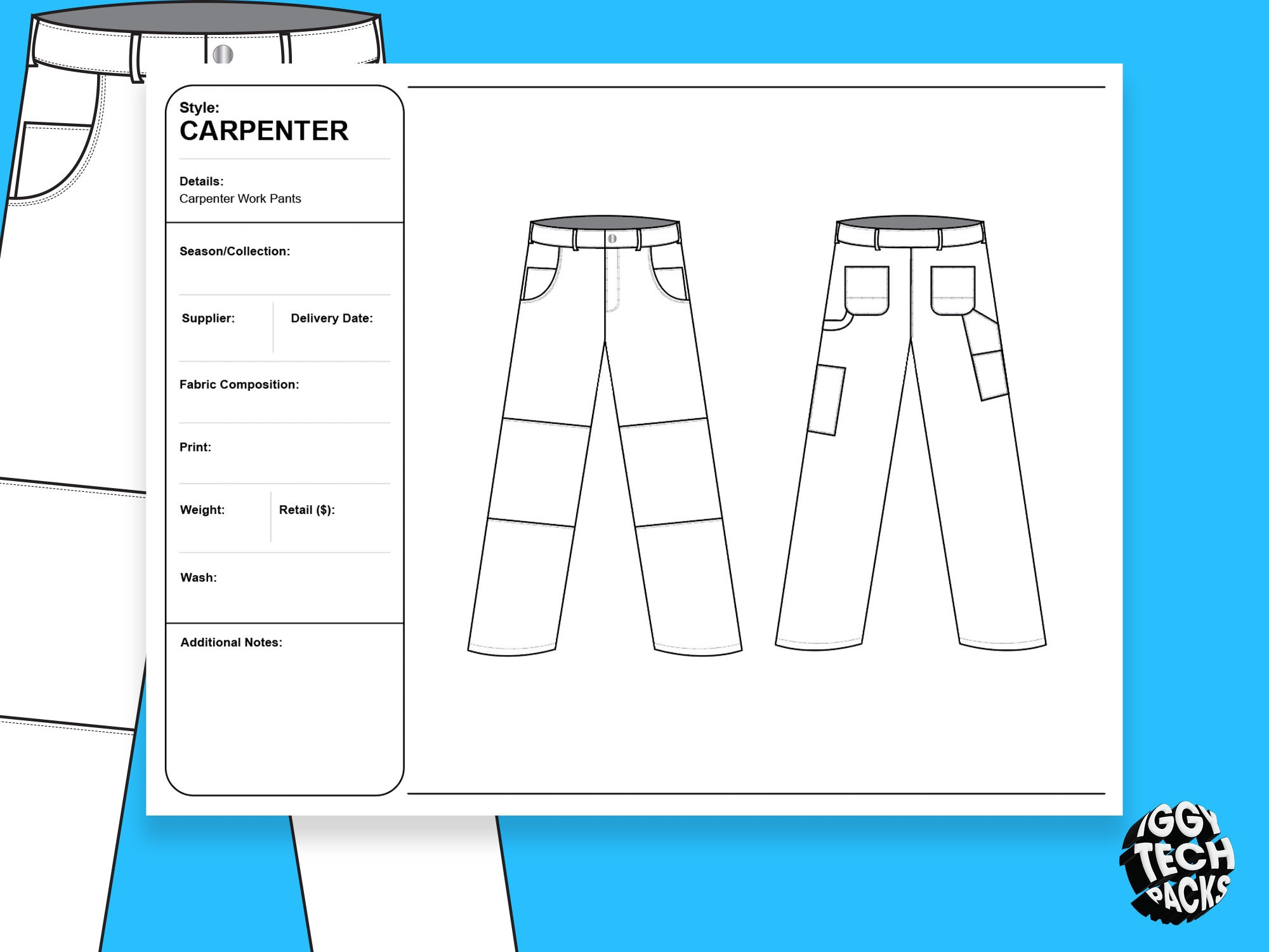 Streetwear Carpenter Work Pants Vector Downloadable File for Adobe ...