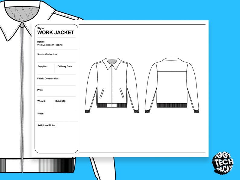 Streetwear Work Jacket Vector Downloadable File for Adobe Illustrator ...