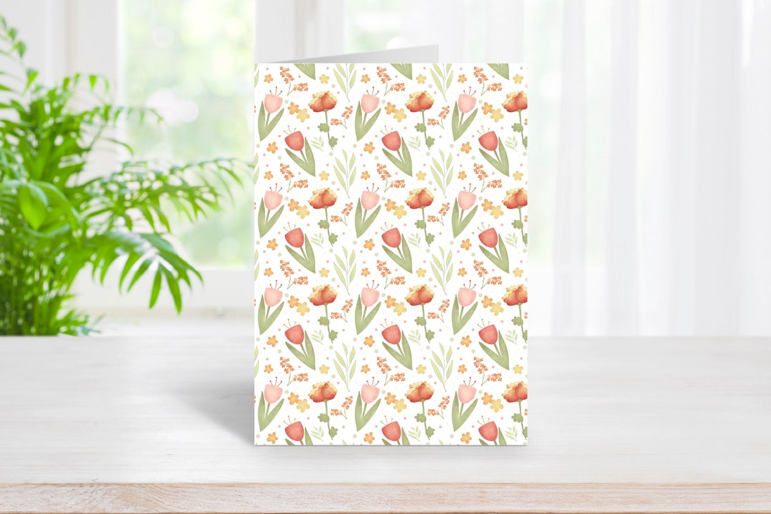 Tulips Printable Card: Blank Greeting Cards, Just Because Cards JPG ...