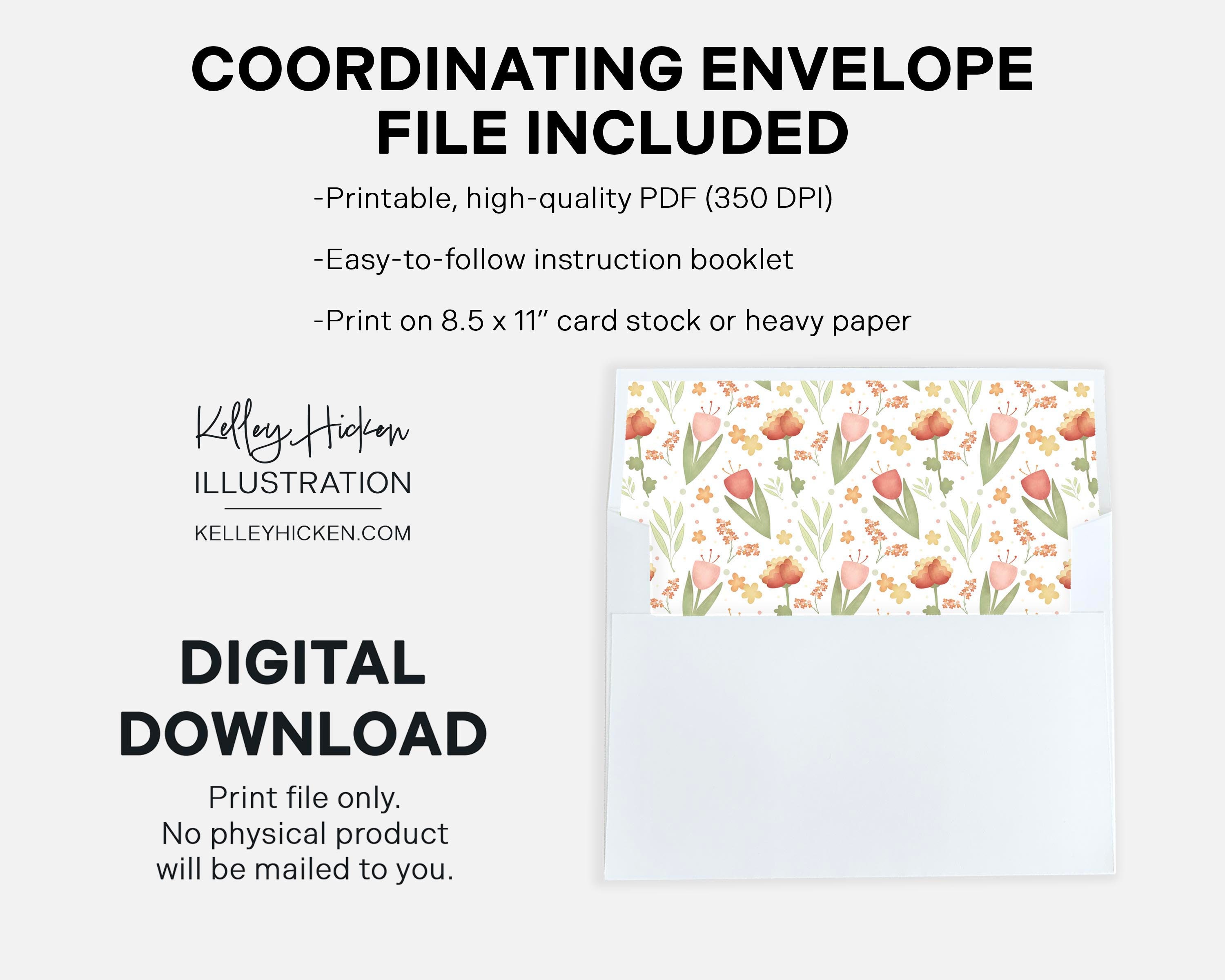 Tulips Printable Card: Blank Greeting Cards, Just Because Cards JPG ...