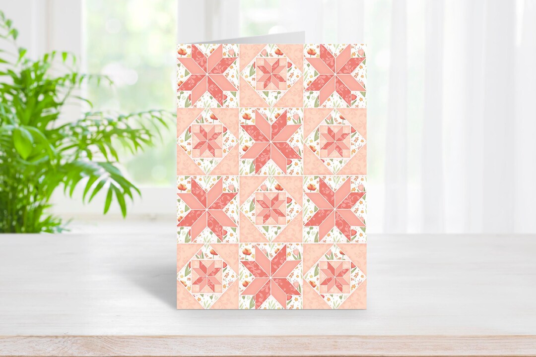 Quilted Tulips Printable Card: Lovely Blank Greeting Cards, Just ...