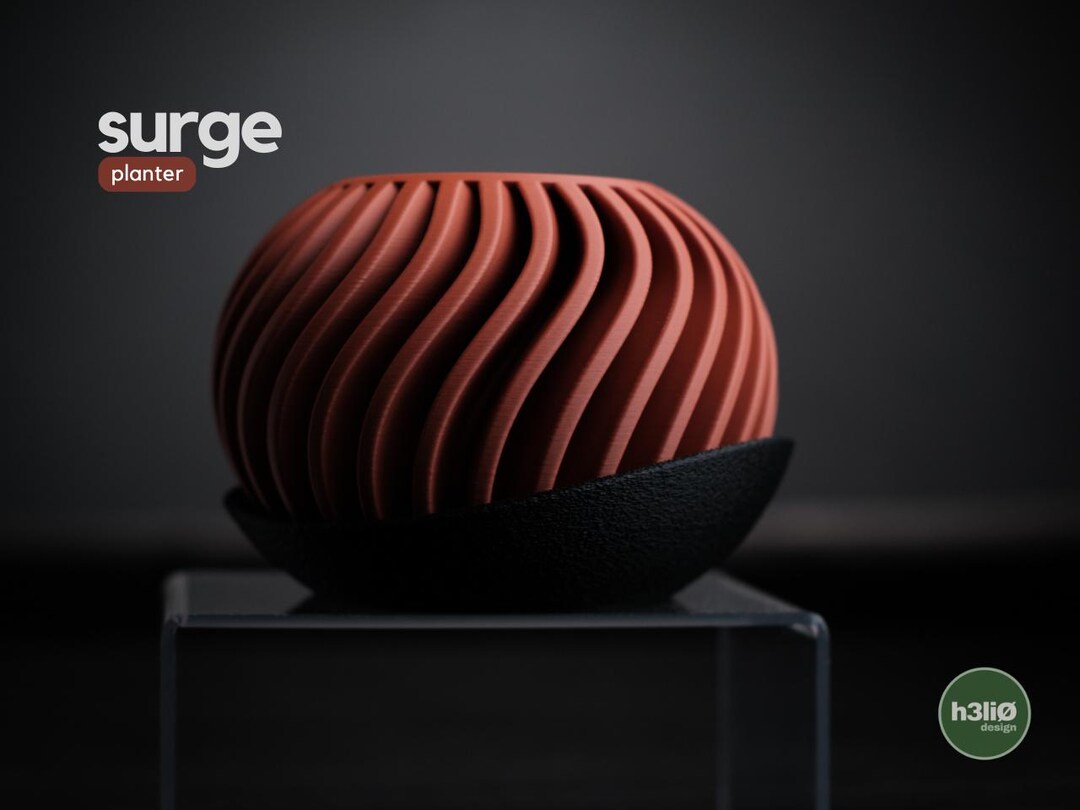 Ribbed Sphere Planter With Stand | 3D Printed Succulent Pot | Modern ...