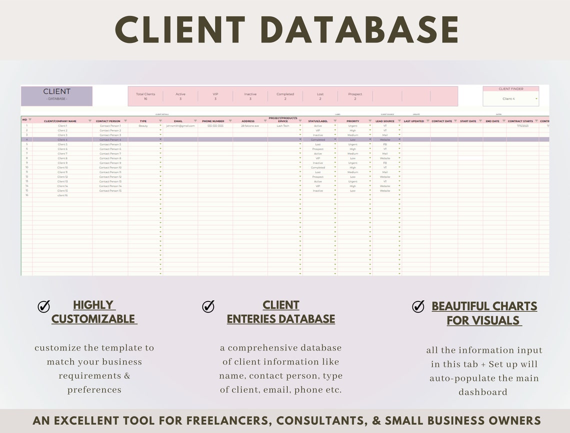 Client Tracker Spreadsheet for Small Business Planner Invoice Template ...