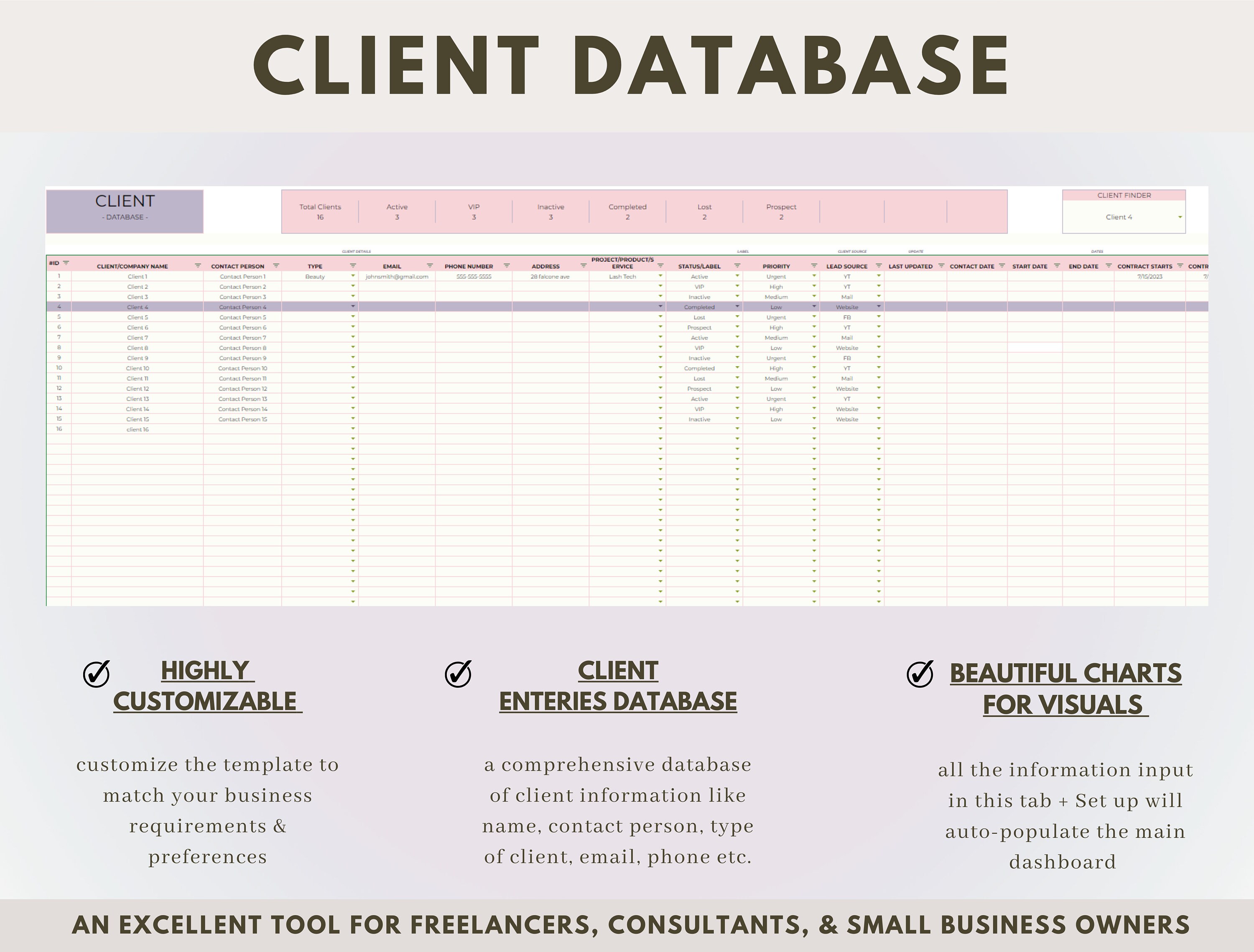 Client Tracker Spreadsheet for Small Business Planner Invoice Template ...