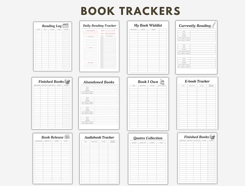 Book Reading Journal Reading Planner Bundle Book Tracker Printable ...