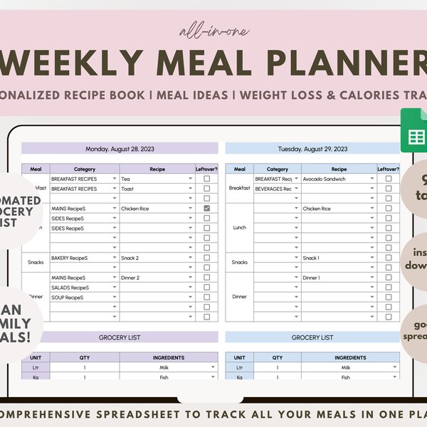 Excel Recipe Tracker - Etsy