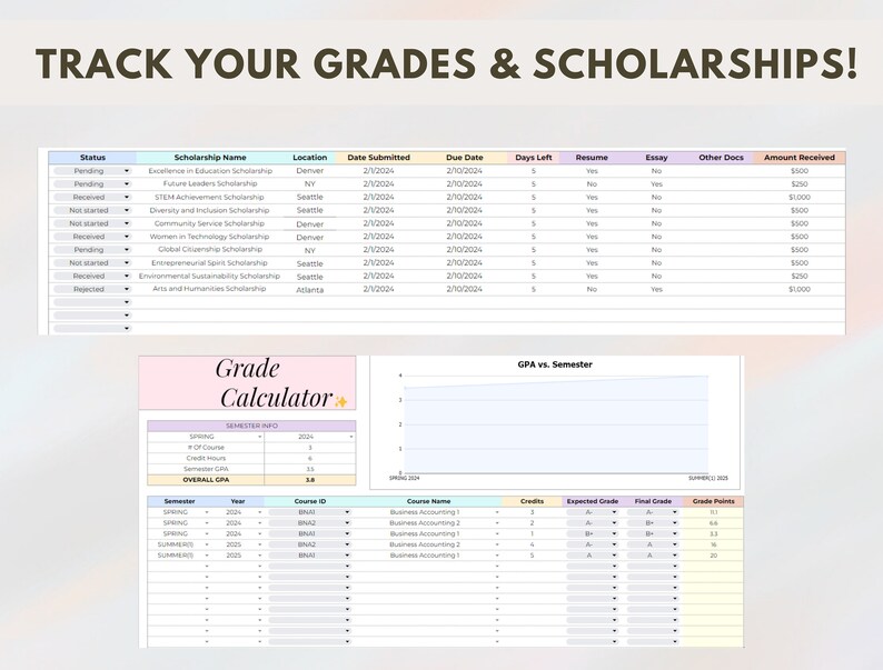 Assignment Tracker Student Homework Planner Google Sheets Excel 2024 ...