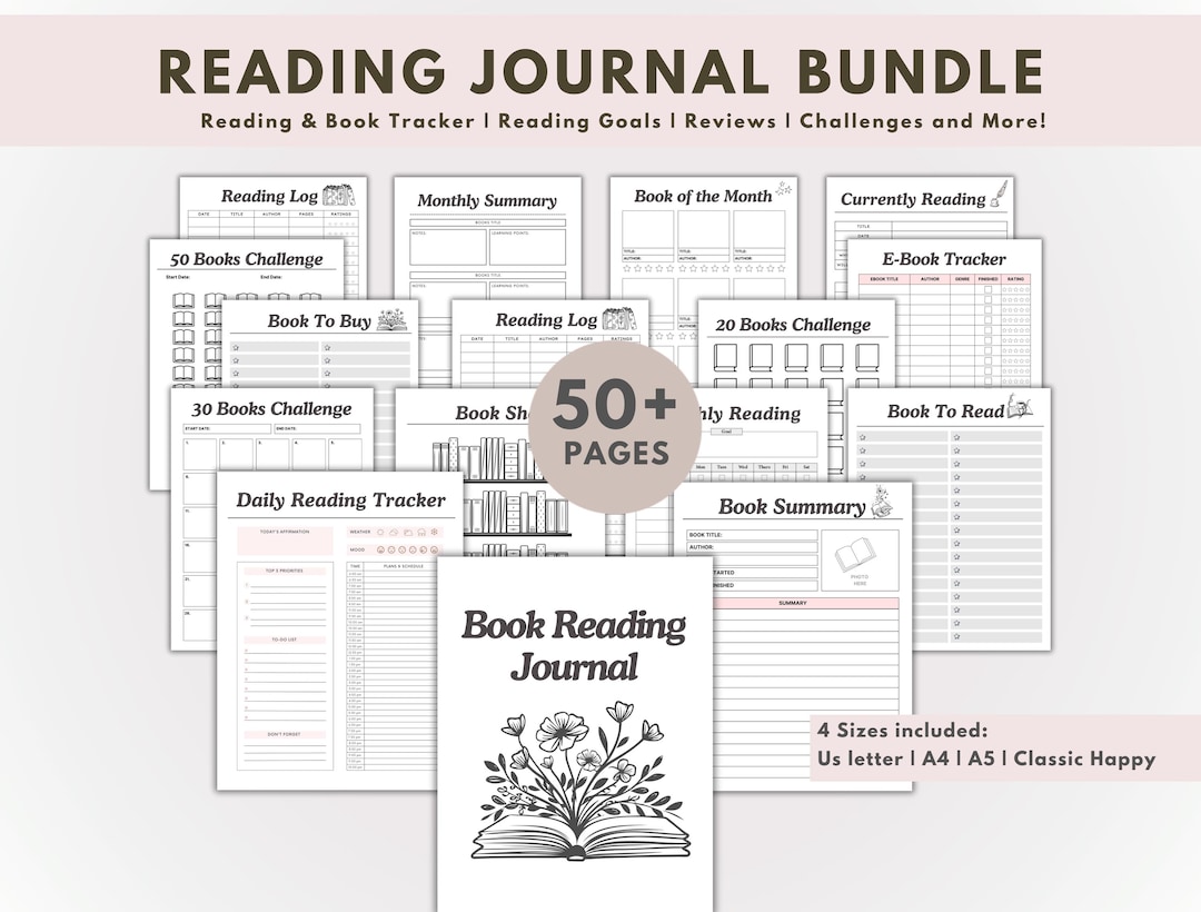 Book Reading Planner Bundle PRINTABLE Book Journal Monthly Yearly ...