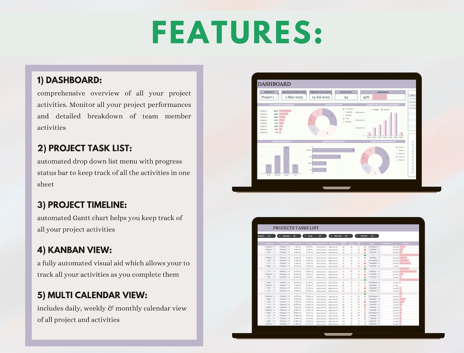 Project Management Template Excel, Project Tracker, Project Planning ...
