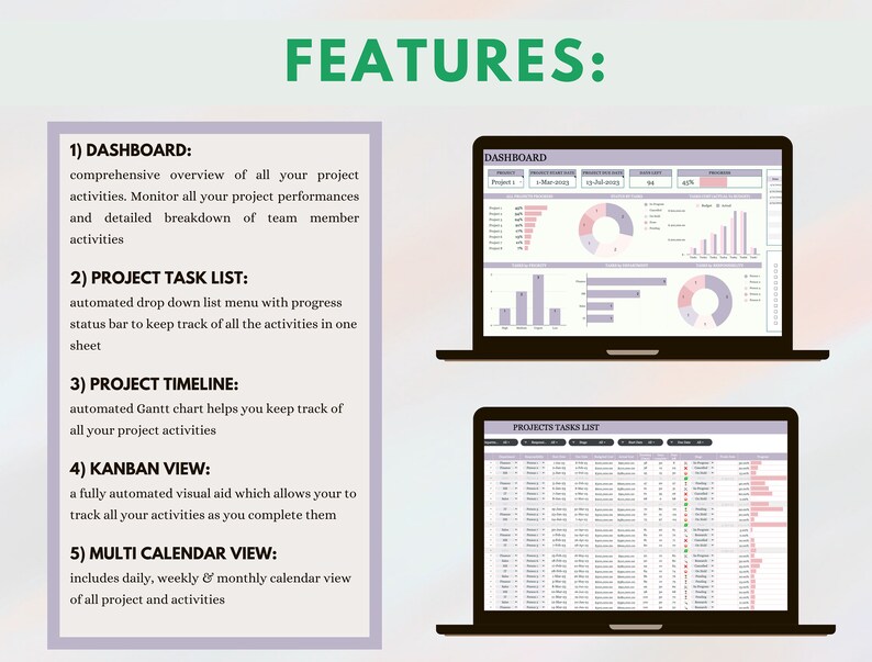 Multi Project Tracker Excel, Project Management Tool, Productivity ...