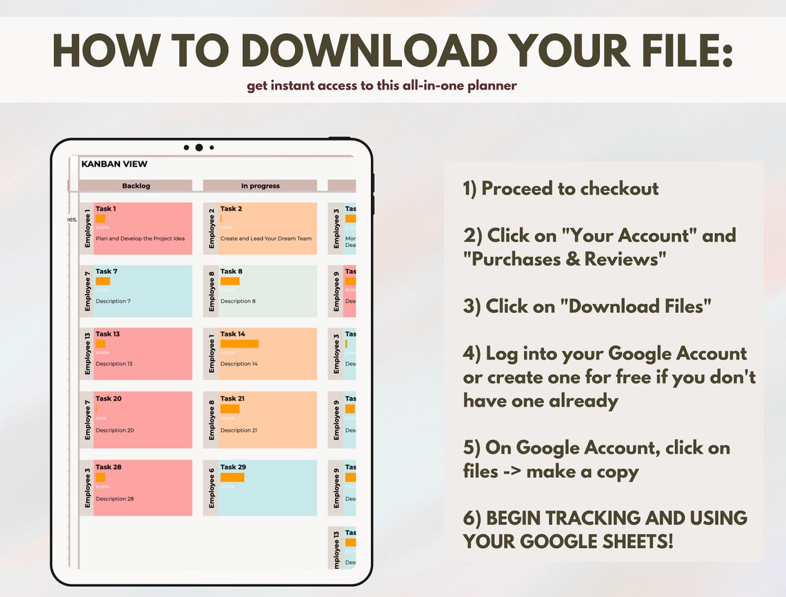 Kanban Board Spreadsheet Task Priority Tracker Employee To Do Etsy