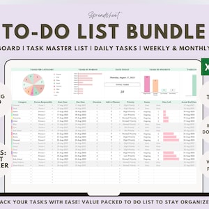 Excel to Do List Task Tracker Google Sheets Digital Daily - Etsy