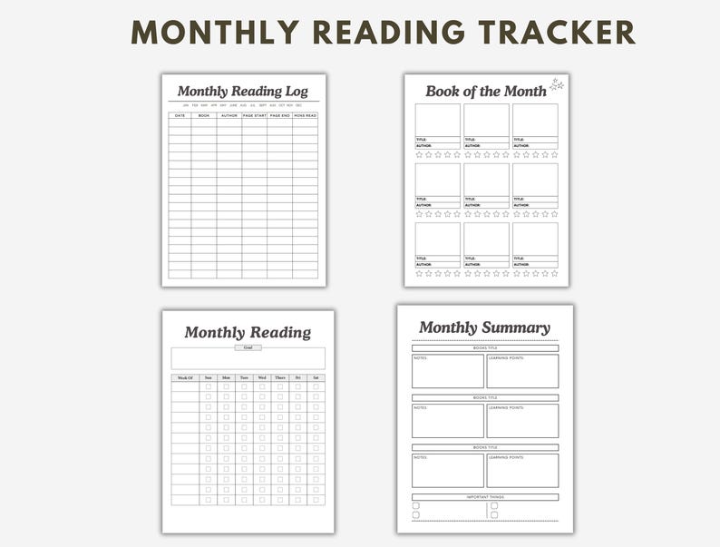 Book Reading Journal Reading Planner Bundle Book Tracker Printable ...
