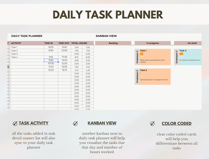 Kanban Board Excel Spreadsheet Task Priority Tracker Employee to Do List Google Sheet Project ...