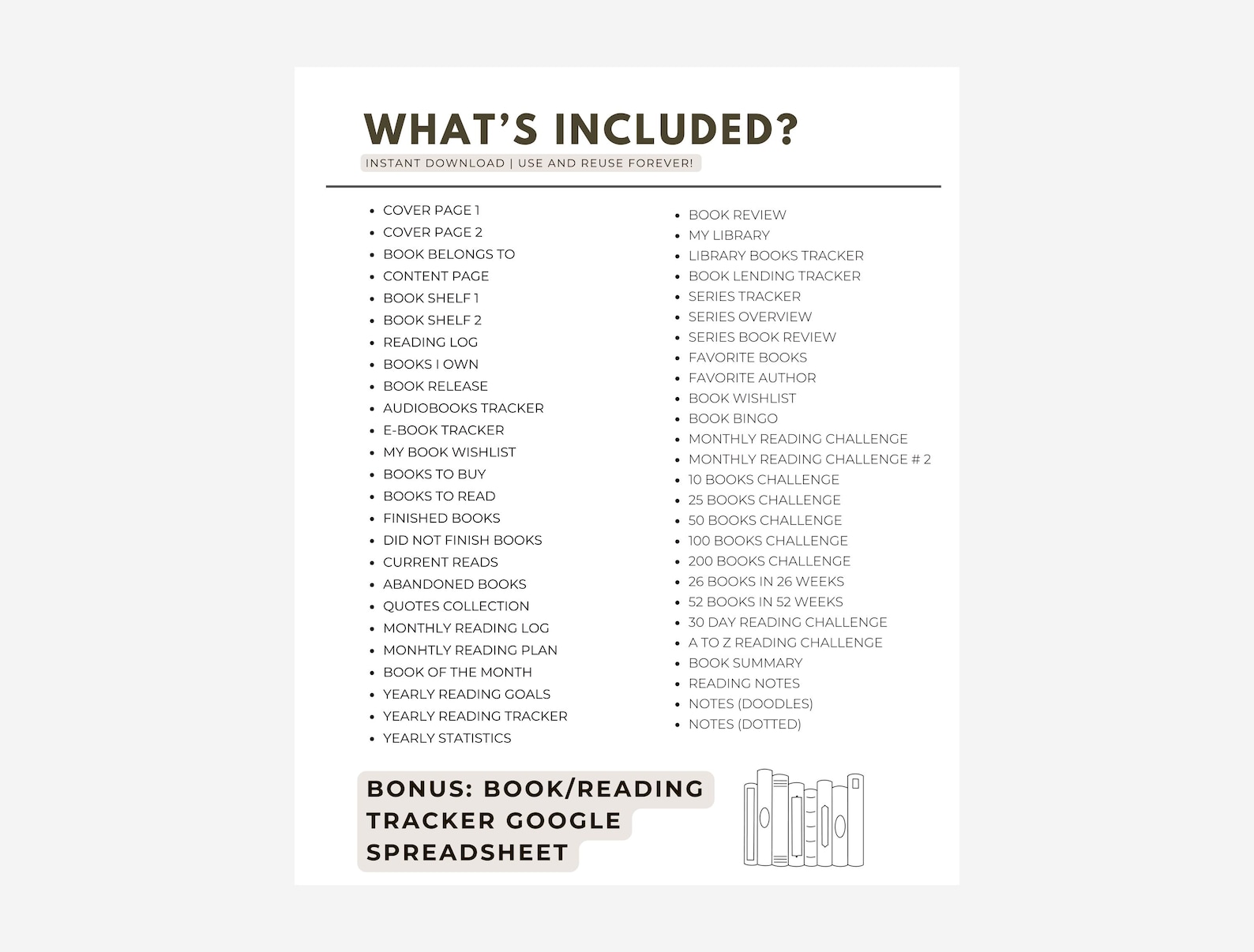 Book Reading Planner Bundle PRINTABLE Book Journal Monthly Yearly ...