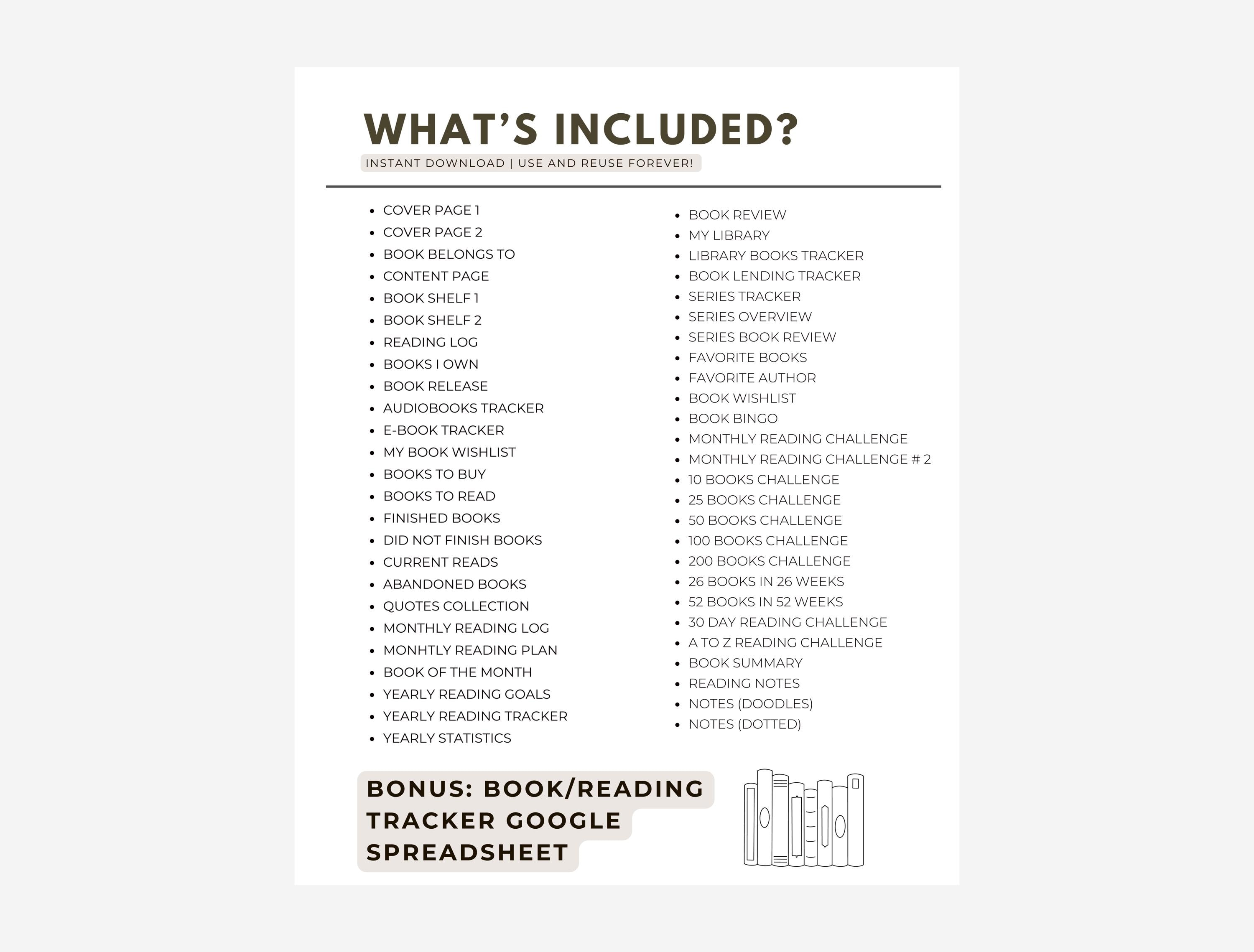 Book Reading Planner Bundle PRINTABLE Book Journal Monthly Yearly ...