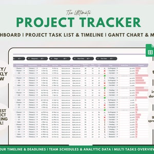 Project Tracker Template Google Sheets Project Management Planner Excel ...