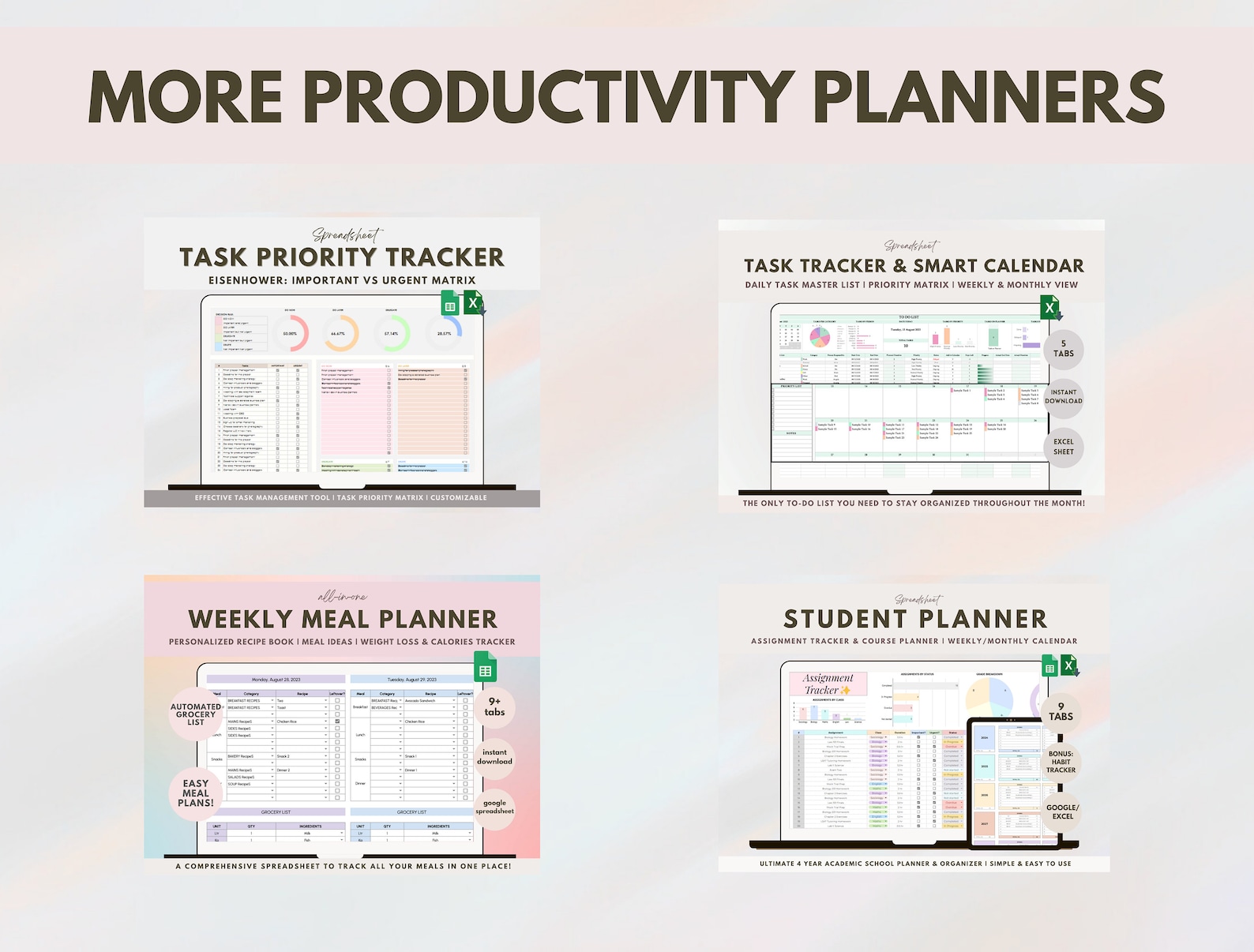 12 Week Year Goal Planner Google Excel Spreadsheet, Goal Tracker, Time ...