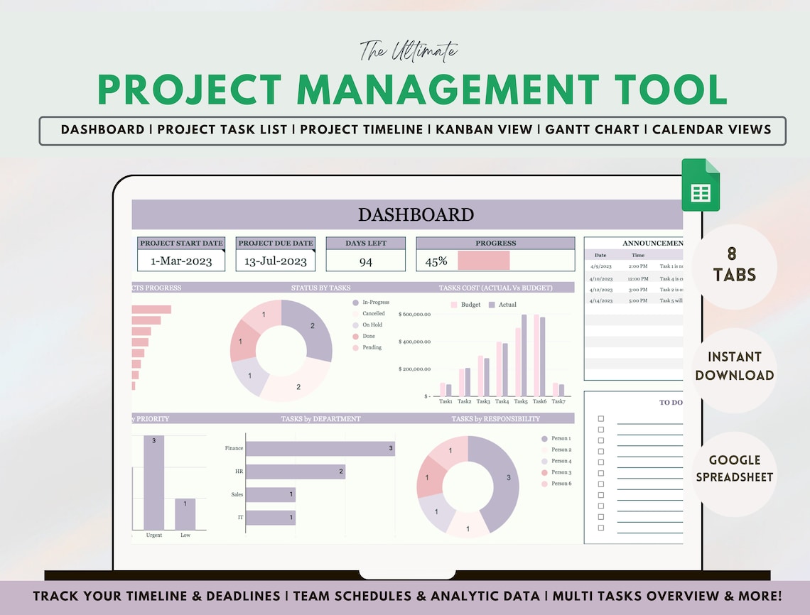 Project Management Google Sheets Project Management Template - Etsy