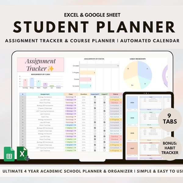 Assignment Tracker Excel - Etsy