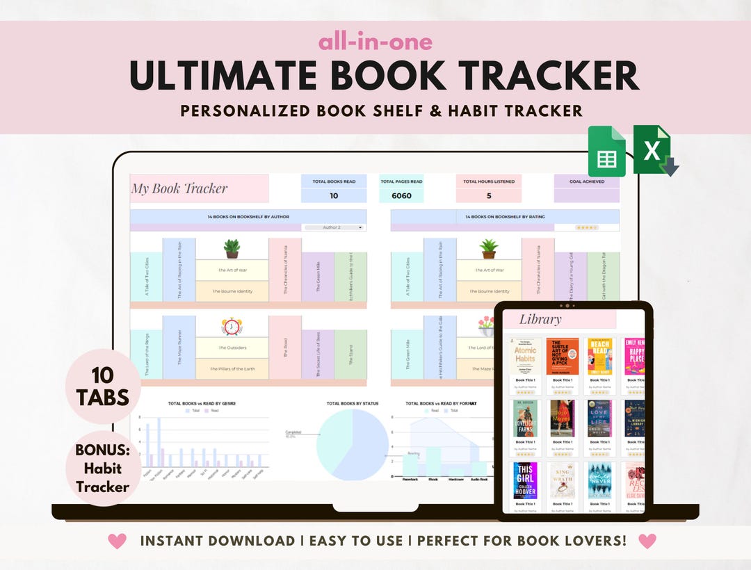 Book & Reading List Tracker Google Excel Spreadsheet Series Tracker for ...