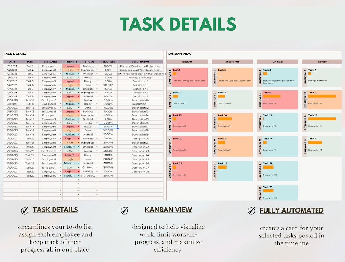 Kanban Board Excel Task Tracker Spreadsheet Priority Matrix Template Project Management Google ...
