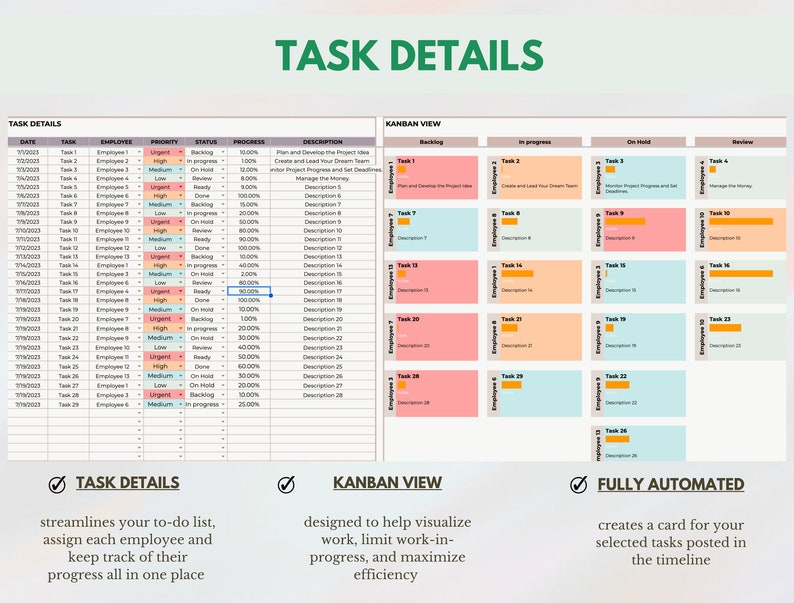 Kanban Board Excel Task Tracker Spreadsheet Priority Matrix Template ...
