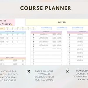 Assignment Tracker Student Homework Planner Google Sheets Excel 2024 ...