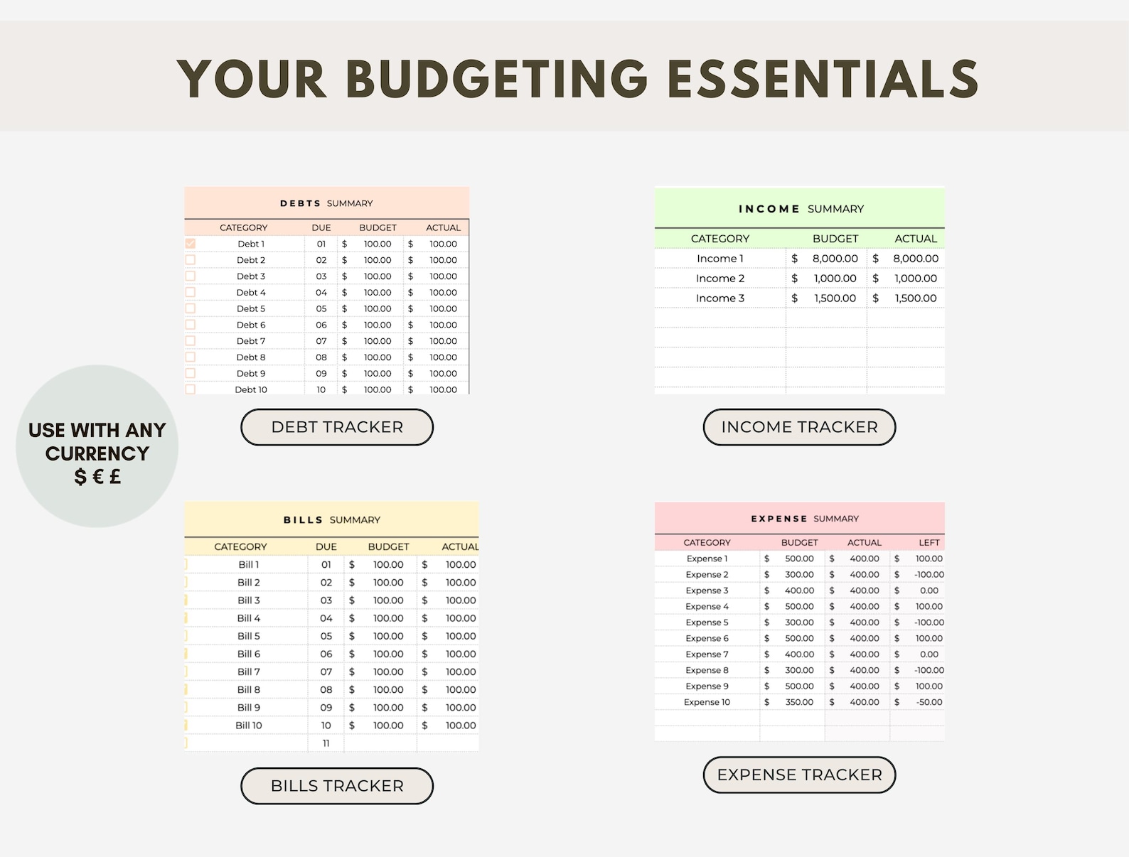 Budget Planner Google Sheet Monthly Excel Budget Spreadsheet Template ...
