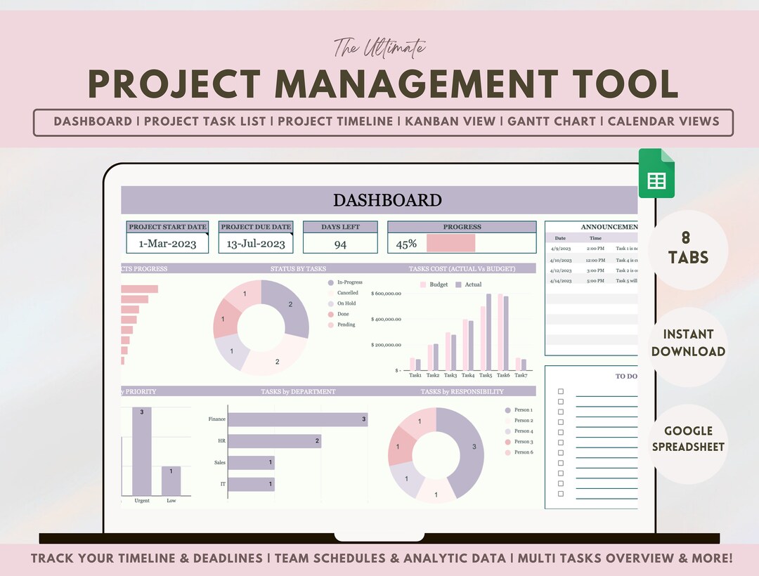 Project Management Dashboard Excel Project Management Spreadsheet ...