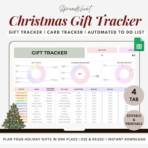 Christmas Gift Tracker Google Excel Spreadsheet, Christmas Budget ...