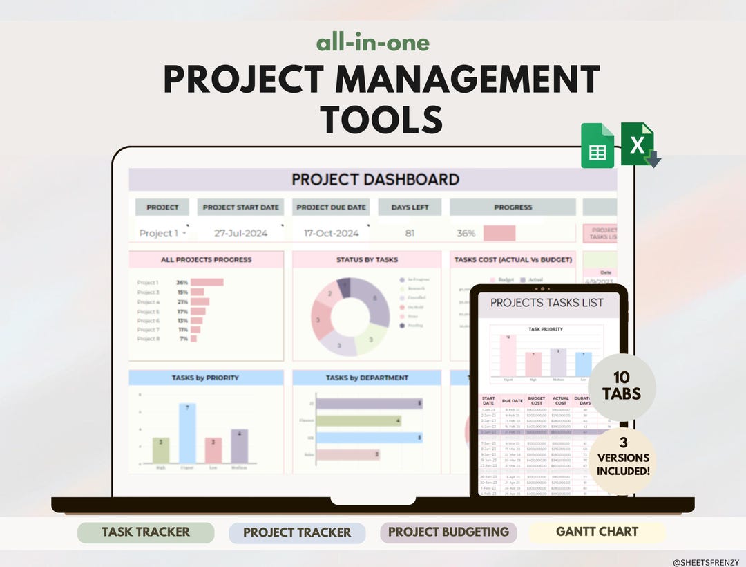 Project Management Excel Google Spreadsheet Multi Project Planning Tool ...