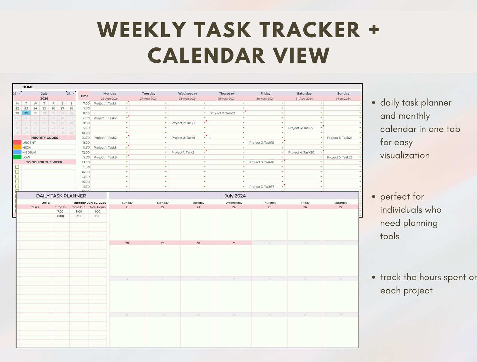 Multi Project Tracker Excel, Project Management Tool, Productivity ...
