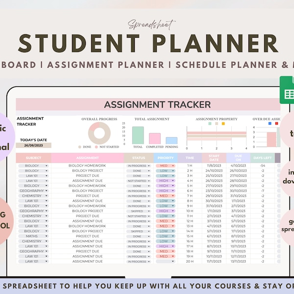 Assignment Tracker Excel - Etsy