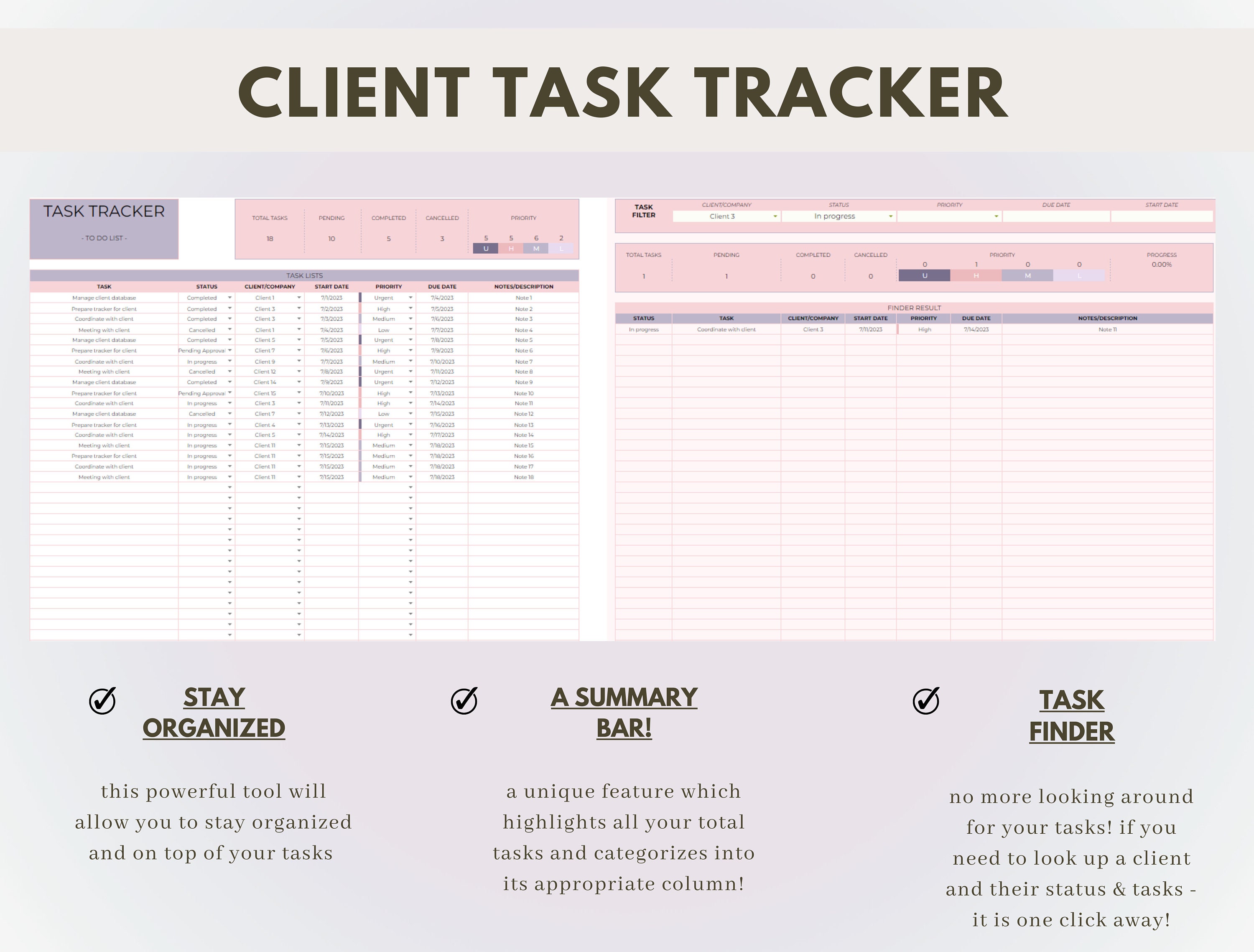Client Tracker Spreadsheet for Small Business Planner Invoice Template ...