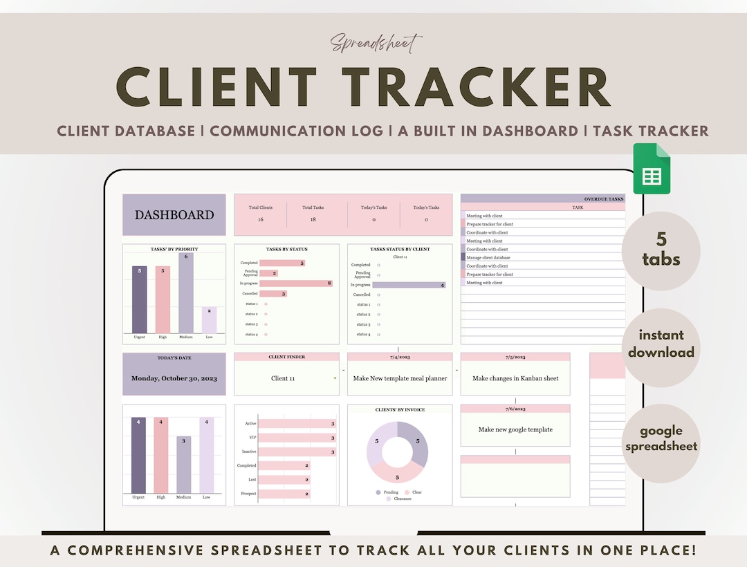Client Tracker Spreadsheet for Small Business Planner Invoice Template ...